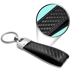 iPick Image 100% Real Carbon Fiber Leather Strap Key Chain with Black Stitching for Honda Civic Si