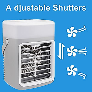 Rubtlamp Evaporative Air Cooler with 3 Speeds, 2-4H Timer Rechargeable Mini Air Conditioner,450ML Water & 7 Color Personal Air Conditioner Cooling Fan, Gray Air Cooler for Room Office Car Camping