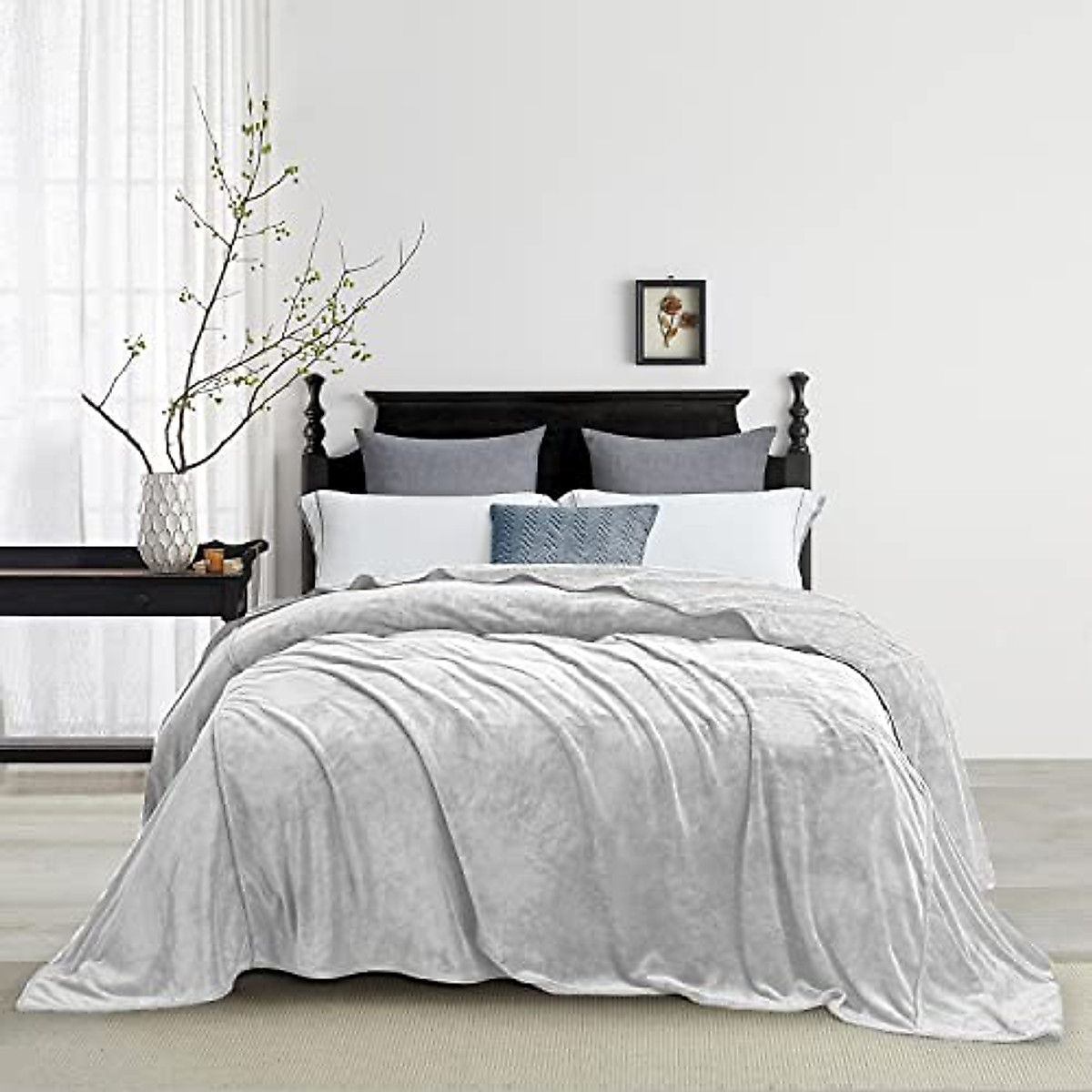 ielevations 120 Inch Big Blankets 120”x 120” (10' x 10') Extra Large Throw Blanket Soft Comfortable Light Grey Flannel Blanket Oversized King Blanket 120”Giant Warm Blanket for Family Outdoor Picnic…