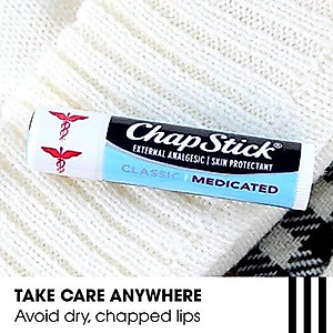 Chapstick Classic Medicated Lip Balm & Skin Protectant Tube, Relieves Chapped Lips, 0.15 Ounce Each (1 Blister Pack of 2 Sticks), 2 Count (Pack of 1)