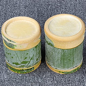 WellieSTR 2-Pack (S/Dia.9~10cm/H 12cm) Natural Bamboo Steamer Bowl Rice Basket Dessert Cup Bamboo Wine Glass for Asian Food,Dim Sum,Rice,Bamboo Wrapped Sticky Rice Steamer,Snack Tool,with Spoon