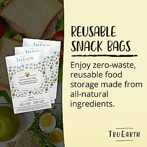 Tru Earth Beeswax Snack Bags | Reusable | Zero-Waste Beeswax | Contains 2 Medium & 2 Large Bags