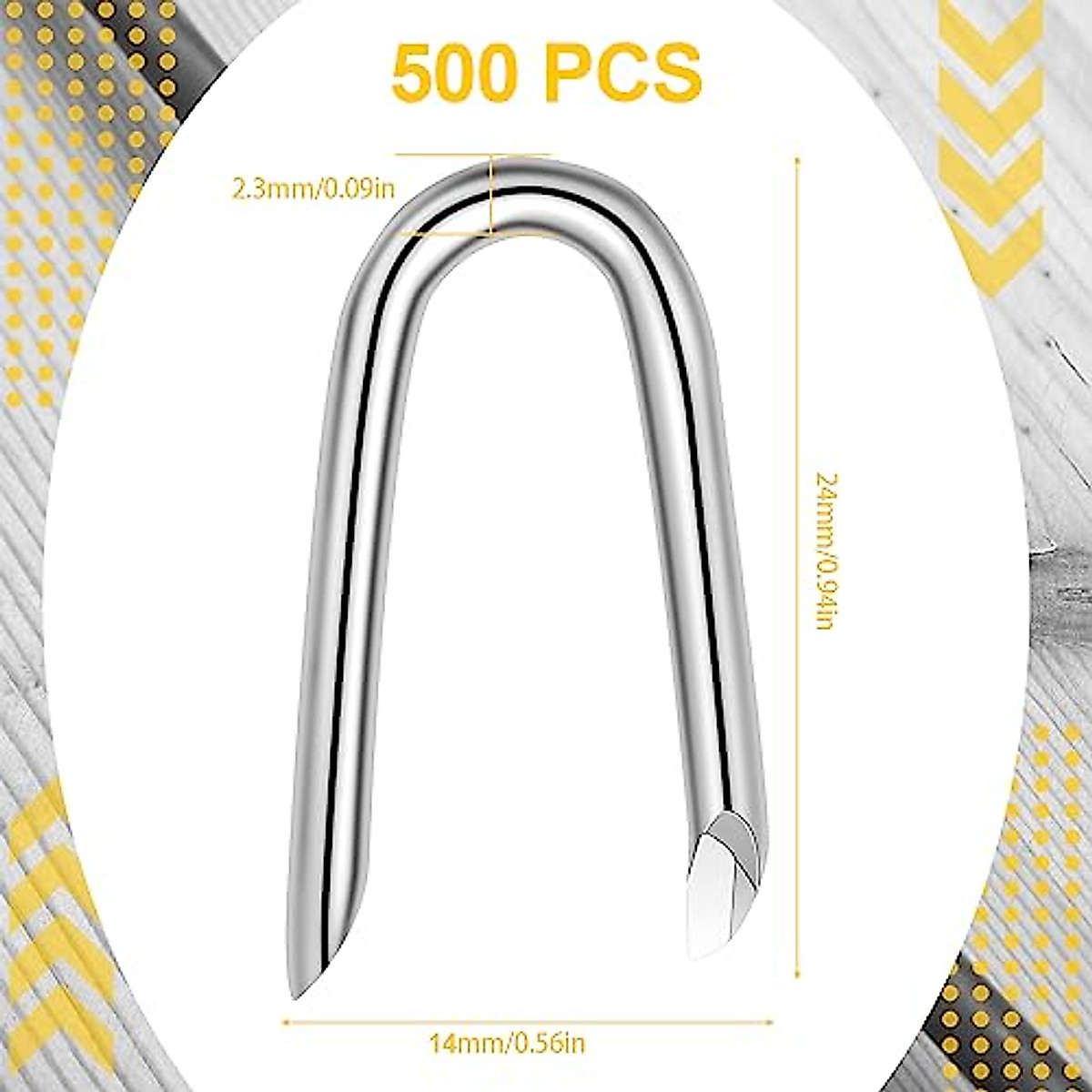 Therwen U Shaped Nails Wire Fence Staples Nails, 1 Inch Steel Fencing Spike, Galvanized U Shaped Fasteners Spike for Fixing Wire Woven and Mesh Fencing, Corrosion and Rust Resistant(500 Pcs)
