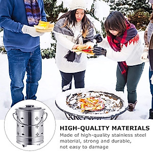 Yardwe Incinerator Can Stainless Steel Burn Barrel Incinerator Cage Barrel Fire Pit with Burning Tongs for Yard Home Outdoor