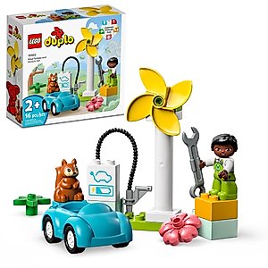 LEGO DUPLO Town Wind Turbine and Electric Car 10985 Early Development Building Toy, includes Charging Station for Pretend Play, Great Gift for Toddler Boys and Girls Ages 2 Years Old and Up