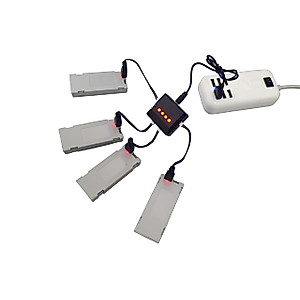 Fytoo 4PCS 3.7V 1800mah LiPo Battery with 4-in-1 Charger for E88 E99 E525 K3 S1 P1 P8 E88PRO E88MAX E99PRO P5PRO RC Quadcopter Accessories Drone Spare LiPo Battery