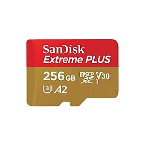 SanDisk Extreme Plus 256GB microSDXC Card with Adapter UHS-I, U3, A2, V30 - SDSQXBZ-256G-ANCMA