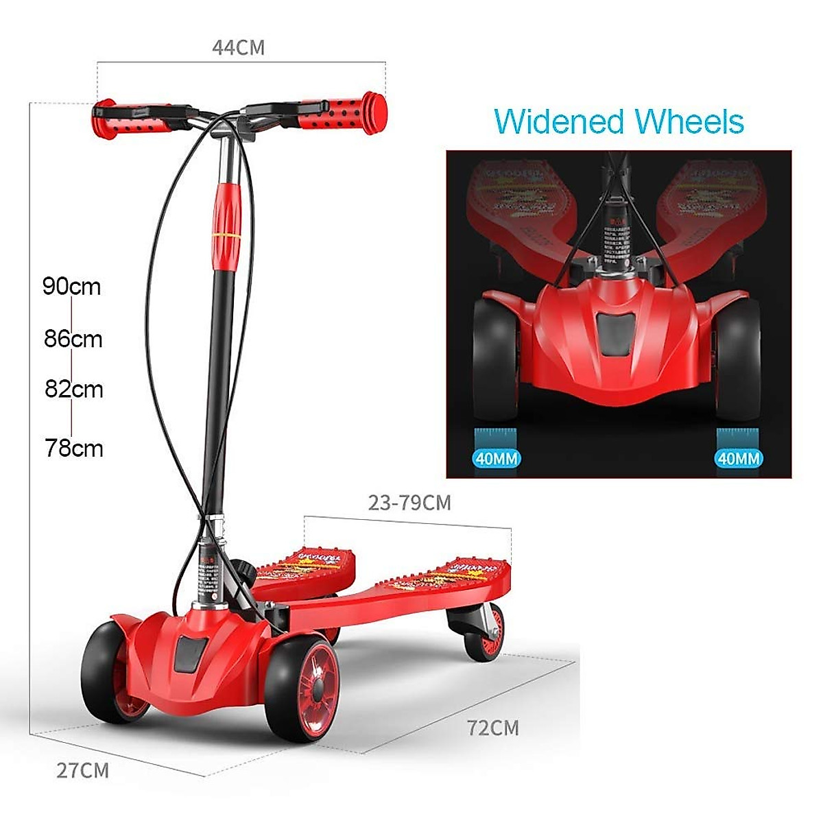 ygqtbc 4 Wheeled Scooter - Height Adjustable Push Swing Wiggle Scooters with Drifting Self Propelling for Boys/Girl/Adult Age 3 Years Old and Up (Color : Blue)