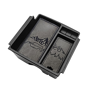 TripleAliners Center Console Organizer Compatible with 2021-2024 Ford Bronco(No for Sport) Accessories 6th Gen Bronco 2/4-Door Center Console Storage Box ABS Material with Leather Trim(V2_Retro Grey)