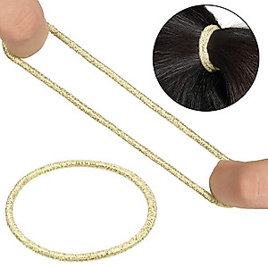 TecUnite 50 3mm Gold Hair Elastic Ties No-metal Small Rubber Bands Thin Hair Ties Ropes Ponytail Holders with 50 Hair Bobby Pins, Hair Accessories for Women (Gold)