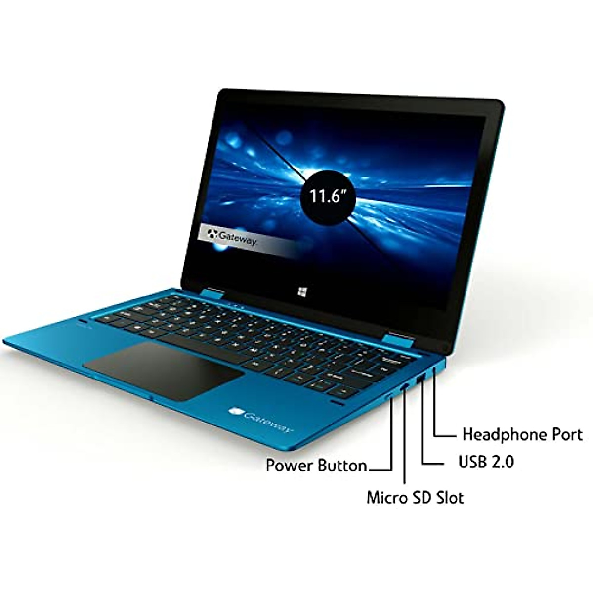 Newest Gateway Touchscreen 11.6 HD 2-in-1 Convertible Laptop in Blue Intel N4020 4GB RAM 64GB SSD Mini-HDMI Webcam Windows 10 S
