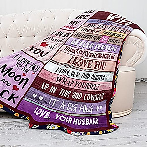 Blanket Gifts for Wife Romantic Anniversary Birthday Gifts for Wife Her I Love You Fleece Throws Blankets Presents for Wife from Husband to My Wife Warm Gifts for Christmas Valentine's Mother's Day