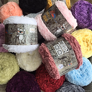 3 Ball/Skein Himalaya Koala Chenille Yarn, 100g/3.5 oz, 100 m/109 yards, 100% Micro Polyester Bulky Chunky Yarn, Baby Yarn, for Amigurumi, Baby Blankets, and Home Decor, 75704