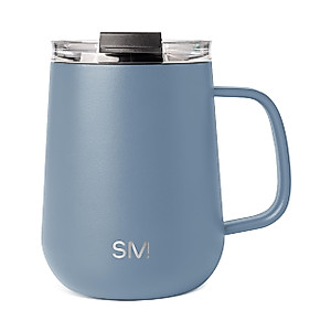 Simple Modern Travel Coffee Mug with Lid and Handle | Reusable Insulated Stainless Steel Coffee Tumbler Tea Cup | Gifts for Women Men Him Her | Voyager Collection | 12oz | Blue Dune