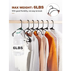 Jersow Black Plastic Hangers 50 Pack, Clothes Hangers Space Saving, Heavy Duty Coat Hangers for Closet, Non Slip Clothing Notched Hangers, Durable Slim Black Hangers for Coat, Shirt, Short, Suits