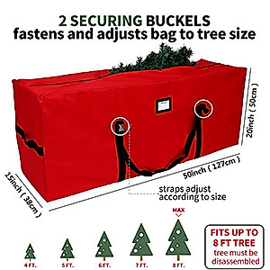 AerWo Christmas Tree Storage Bag Extra Large Christmas Storage Containers, Fits Up to 7.5 Ft Artificial Trees Heavy Duty 600D Oxford Xmas Holiday Tree Bag with Dual Zipper (50” X 20” X 15”)