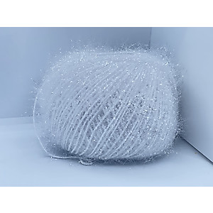 Sparkle Soft White - Ice Yarns Metallic Lurex Nylon Eyelash Yarn 50gr 153yds