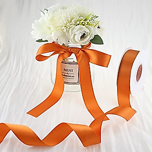 DINDOSAL Burnt Orange Ribbon 1 Inch Graduation Ribbon Orange Ribbon Double Face Satin Ribbon for Halloween Decorations Wedding Decor Bridal Bouquet Wrap Gift Wrapping (25 Yards)