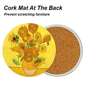 Coasters for Drinks Ceramic Van Gogh Art Coasters Set - Use 6 Famous Van Gogh Paintings, Unique Housewarming Gifts for New Home Decorative by WOWDING