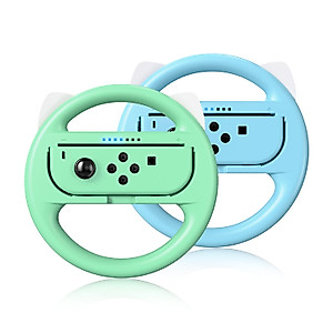 momen Switch Steering Wheel for Nintendo Switch Accessories，Racing Wheels for Mario Kart 8 Deluxe，Compatible with Switch JoyCon Controllers（2 Pack，Blue & Green）