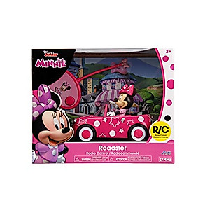 Disney Junior 7.5" Minnie Mouse Roadster RC Remote Control Car Pink 27MHz, Toys for Kids , Pink With Stars and Polka Dots