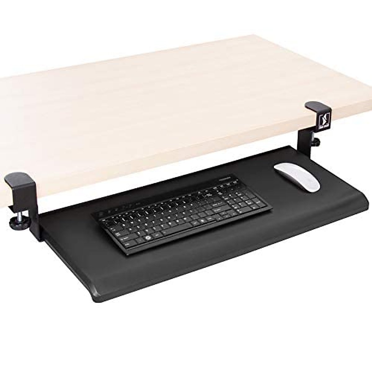 Stand Steady Easy Clamp-On Keyboard Tray - Extra Large Size - No Need to Screw Into Desk! Slides Under Desk - Easy 5 Min Assembly - Great for Home or Office!