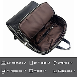 COOLCY Women Real Genuine Leather Backpack purse Fashion Bag (Black)