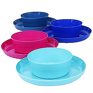 Klickpick Home Plastic Dinnerware Set Of 24 Pieces 4 colors Kids Dinnerware Set Includes, Kids Cups, Kids Plates, Kids Bowls, Flatware Set, Toddler Dishes Set are Reusable, Microwave - Dishwasher Safe