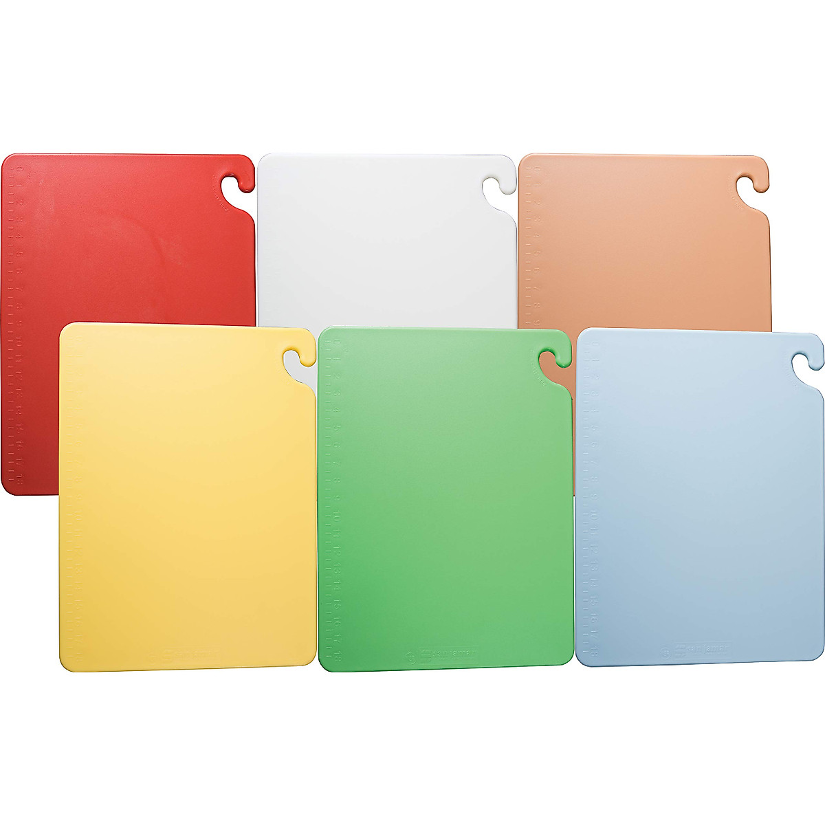 San Jamar CB1520KC 6 Piece Cut-N-Carry Co-Polymer Board System Set with Color Coding Chart, 20" Length x 15" Width x 1/2" Thick