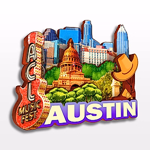 Austin Texas USA America Fridge Magnet Wooden Collection 3D Wood Handmade Travel City Souvenirs Refrigerator Magnet Home Decoration Gift -45