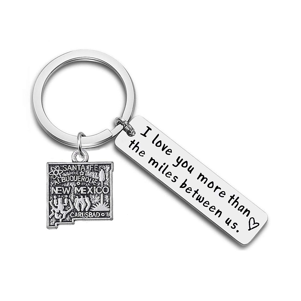 JJTZX I Love You More Than The Miles Between Us Long Distance Relationship State Map Keychain Going Away Gift Travel Gift (New Mexico)