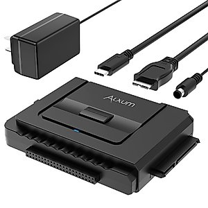 Alxum USB 3.0 to IDE SATA Converter, for Universal 2.5 & 3.5 inches SATA HDD SDD & IDE HDD Drives, Hard Drive Adapter with 12V 2A Power Adapter and USB 3.0 Cable (Type C)