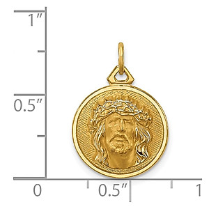 Diamond2Deal 14k Yellow Gold Hollow Satin Small Round Jesus Medal