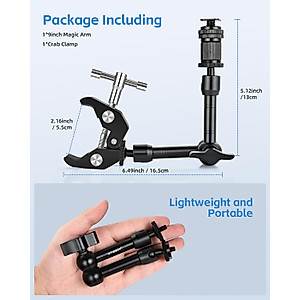 UTEBIT Adjustable Magic Arm with Super Clamp,9 inch with 1/4" and 3/8" Thread,Articulating Arm Clamp Friction Power Arm Crab Screw Kit for LCD Monitor, LED Light, Flash Light, Camera Rig