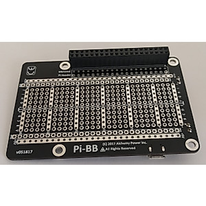 Alchemy Power Inc. Pi-BB - Half-Size Double Sided Powered breadboard, USB Powered with a 40 pin Header soldered. Powers a Raspberry Pi or just The Bread Board.