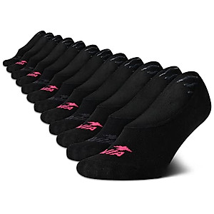 Avia Women's Cushioned No Show Socks (12 Pack), Size 4-9, Pure Black