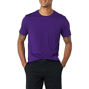 Amazon Essentials Men's Slim-Fit Short-Sleeve Crewneck Pocket T-Shirt, Pack of 2, Black/Dark Purple, Large