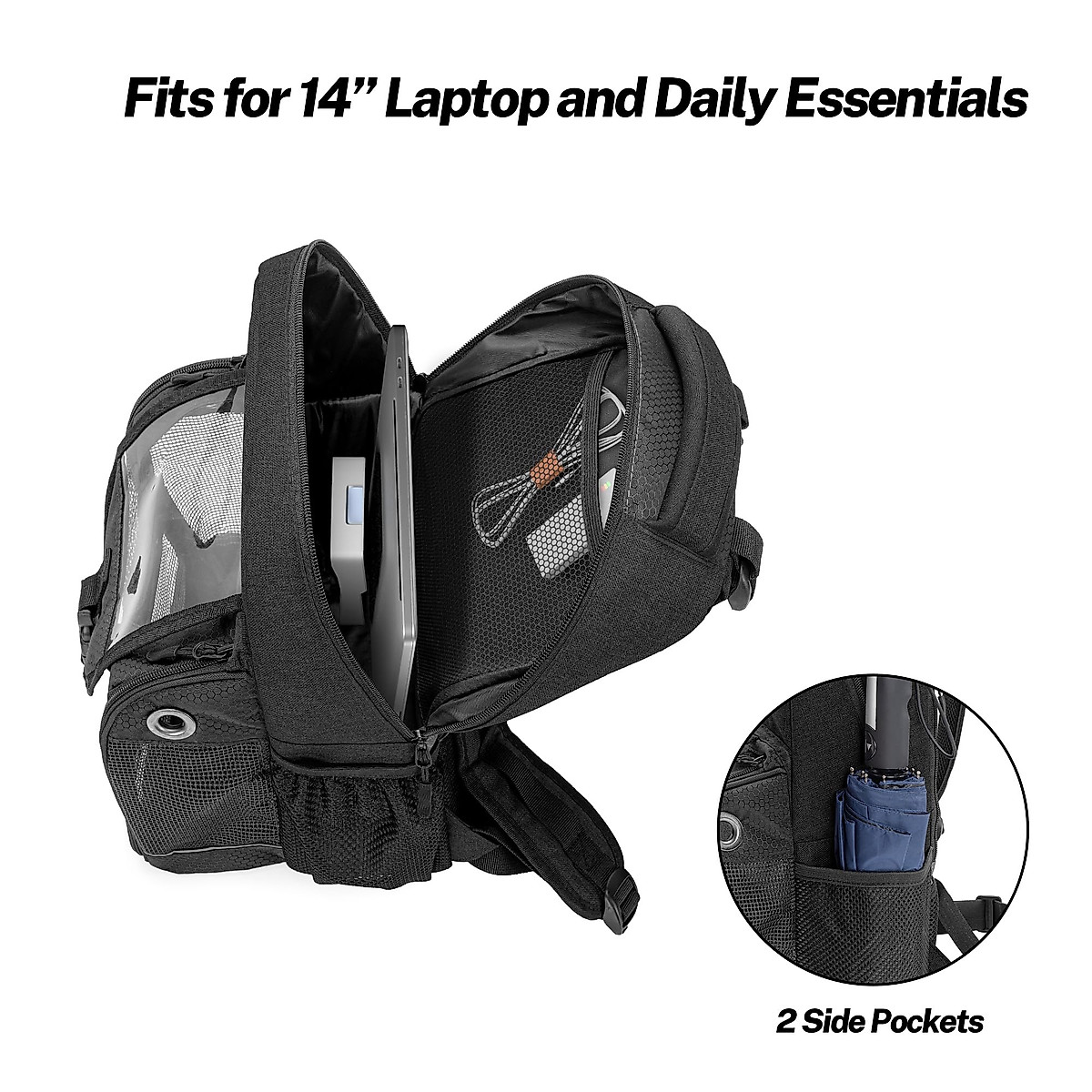 Trunab Portable Oxygen Concentrator Carrying Backpack, POC Bag with Transparent Cover & Multiful Pockets Compatible with Inogen one, Caire Freestyle Comfort, Oxygo, Philips SimplyGo Mini