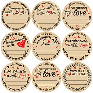 500Pcs Homemade with Love Stickers with Lines Jar Canning Labels for Baked Packaging Cookie Bags Roll 2”