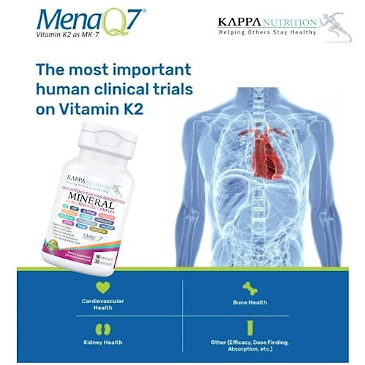 KAPPA NUTRITION (90 Capsules),Vitamin K2, Vitamin D3, Zinc, Selenium, Vanadium, Copper, Manganese, Potassium, Molybdenum, Calcium, Chromium, Iodine, Boron, Mineral 13 in 1 Advanced Complex, from