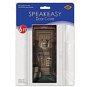 Beistle 2 Piece Plastic Speakeasy Door Covers Roaring 20’s Wall Decorations 1920’s Great Gatsby Theme Party Supplies, 30" x 6'