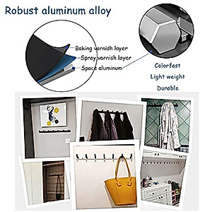 Spotact Wall Mounted Coat Racks with 5 Hooks Hanging Holder Towel Rack 17.7"x1.3" Modern Black Hanging for Clothes Entryway Bathroom (5 Hooks)