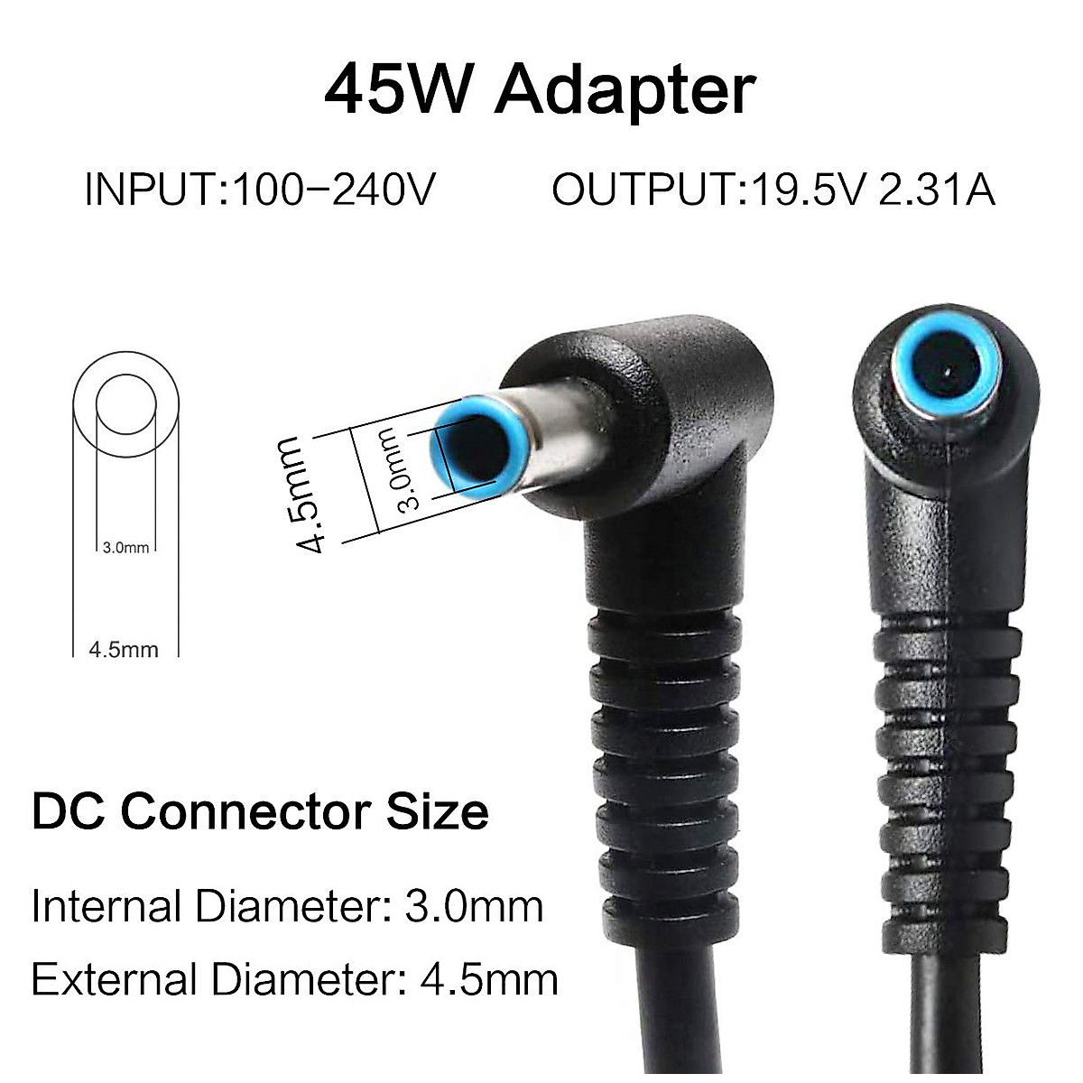 AC Doctor INC 19.5V 2.31A 45W AC Adapter Charger for HP Pavilion 11 13 15 X360 M3 elitebook Folio 1040 G1 G2 G3 touchsmart 11 13 15 Spectre ultrabook(Only Compatible with Blue Tip : 4.5 X 3mm)