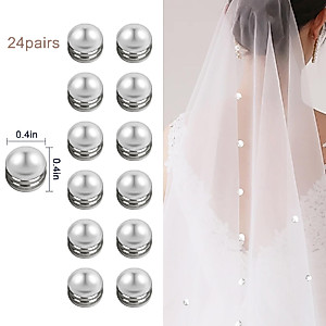 24 Sets Wedding Veil Weights Magnetic Pearls- 0.4 Inch Bridal Veil Weights Magnetic Double-sided Artificial Pearls for Wedding Bridal Decoration
