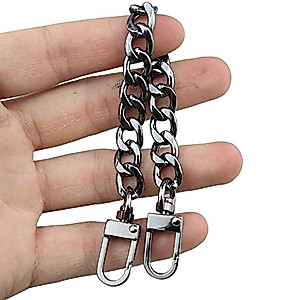 HEEHEE 7.9" (20cm) Purse Chain Strap Extender, Sturdy Flat Iron Replacement Chain with Buckles, Comfortable Shoulder Crossbody Strap for Handbags, Upscale Color Black Tone, 1 PCS
