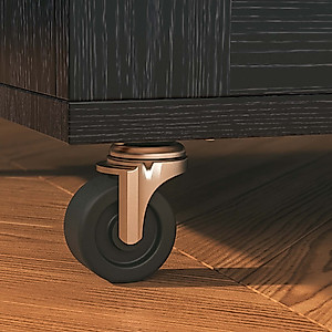 IRONCK Rolling Kitchen Island Cart with Drop-Leaf Countertop, Barn 3Drawers, Barn Door Style Cabine,Thicker Rubberwood Top, Spice Rack, on Wheels, for Kitchen and Dining Room, Black