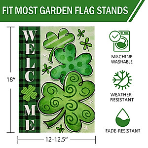 Furiaz Welcome St. Patrick's Day Small Decorative Garden Flag, Shamrock Clover Lucky Yard Outside Decorations, Irish Farmhouse Luck Burlap Outdoor Home Decor Double Sided 12 x 18