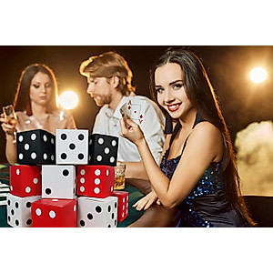 24 Pack Dice Favor Boxes 4x4x4 inches casino theme party decorations dice Boxes Bulk for centerpieces with Ribbon dice Game Night Party Decorations Casino Night Party Decoration , Black Red White