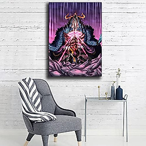 Japanese Anime One Piece Luffy Vs Kaido Poster Decorative Painting Canvas Wall Art Living Room Posters Bedroom Painting 16x24inch(40x60cm)