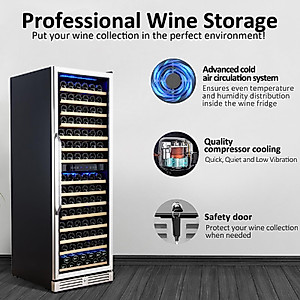 24 Inch Wine Fridge Dual Zone 160 Bottle, Tall Wine Cooler Refrigerator Built-in or Freestanding with Temperature Control System, Professional Compressor, Low Noise and Intelligent Temperature Memory